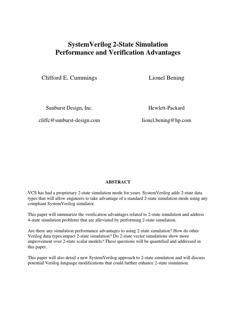 Systemverilog 2-State Simulation Performance and Verification ...