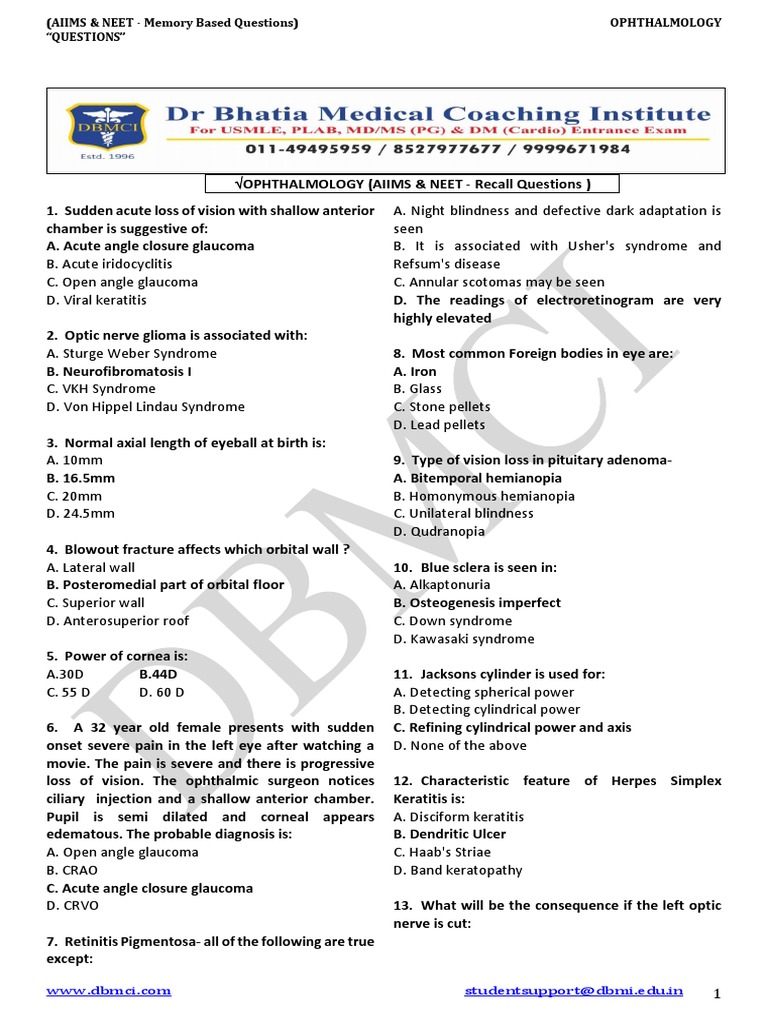 Ophthalmology (Final) PDF | PDF | Ophthalmology | Cataract