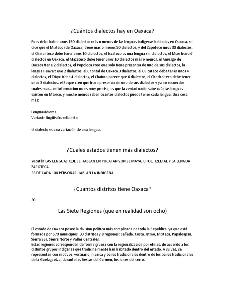 Cuántos Dialectos Hay en Oaxaca | PDF | Ciencias sociales