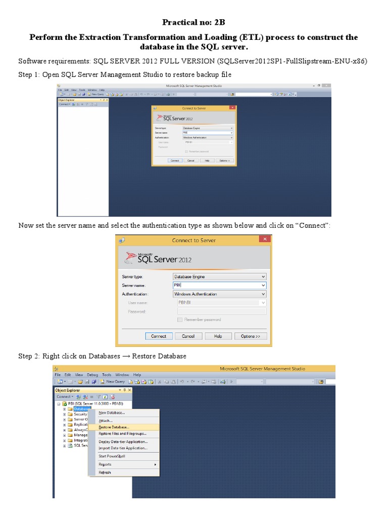 Practical No: 2B Perform The Extraction Transformation and Loading (ETL) Process To Construct ...