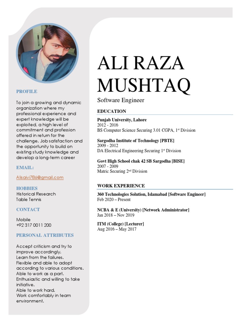 Ali Raza Mushtaq CV Sept 2020 | PDF | Microsoft Sql Server | Entity Framework