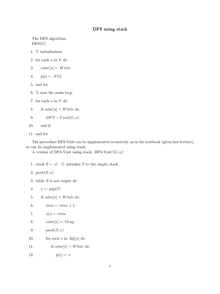 DFS Using Stack | PDF