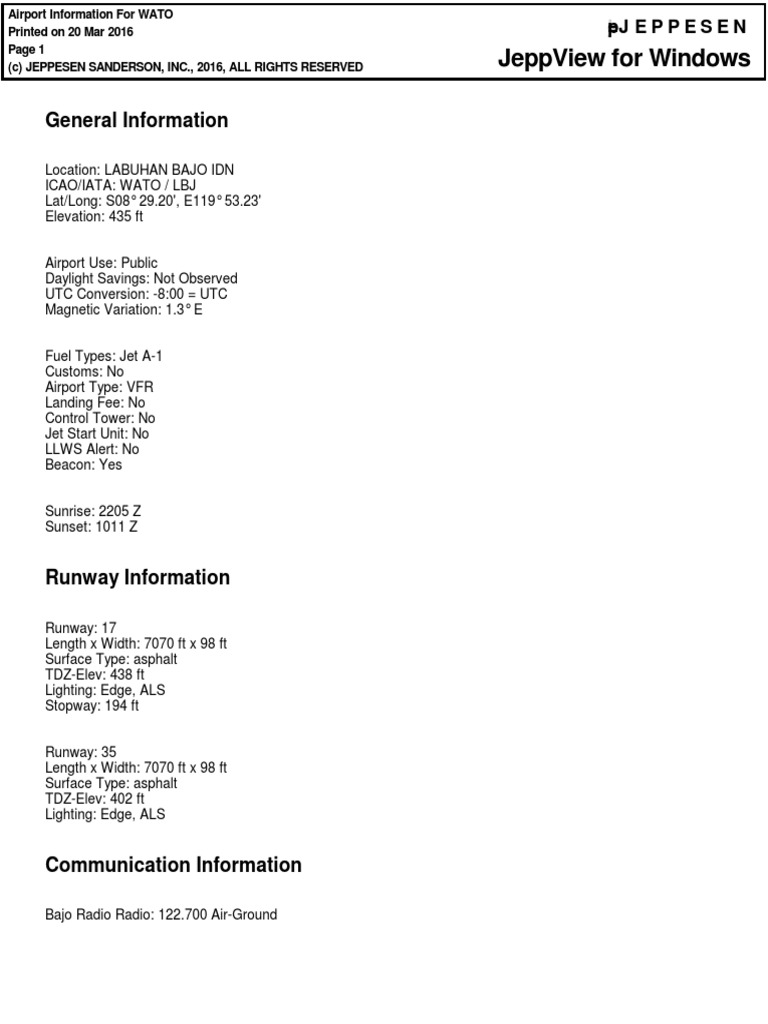 Jeppview For Windows: General Information General Information | PDF