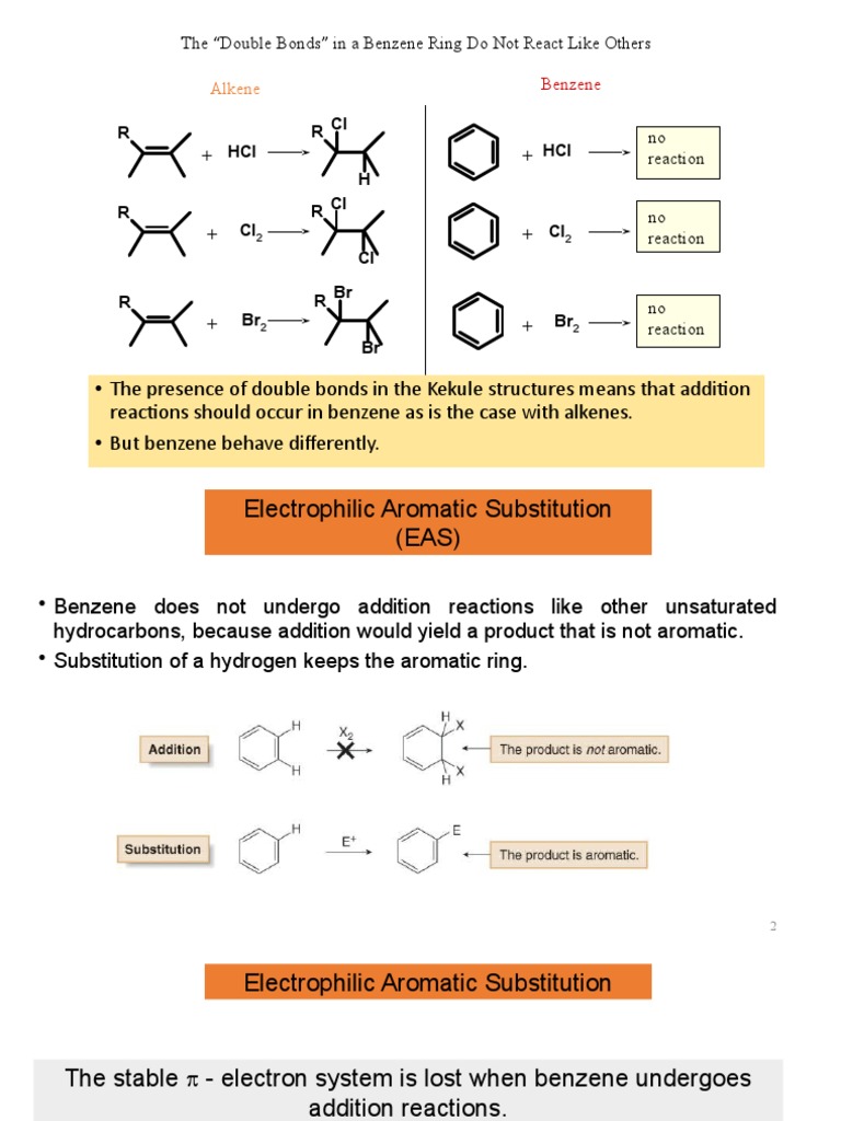 Alkene: The "Double Bonds" in A Benzene Ring Do Not React Like Others | PDF | Aromaticity ...