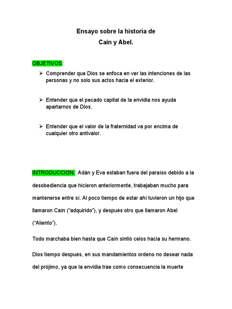 Cain y Abel (Ensayo) | PDF | Caín y Abel | Cristianismo