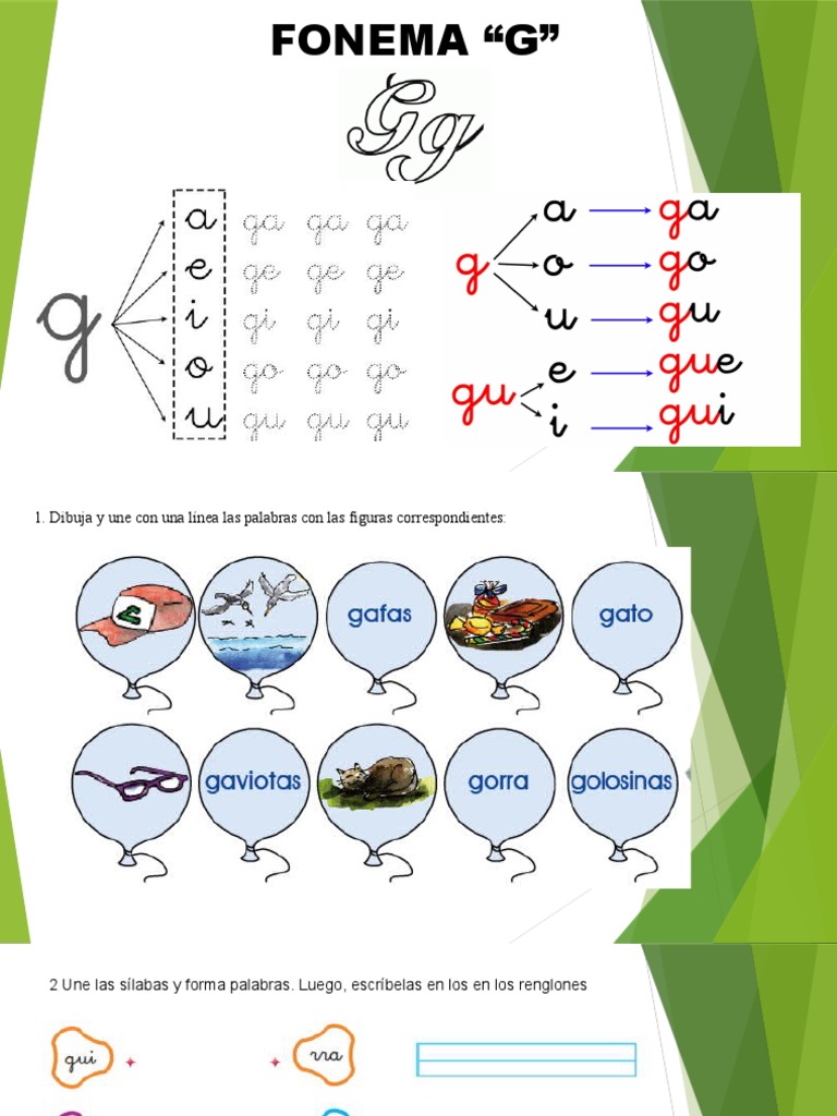 Actividades sobre el fonema G | PDF