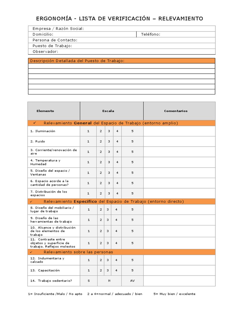 Ergonomía - Lista de Verificación | PDF