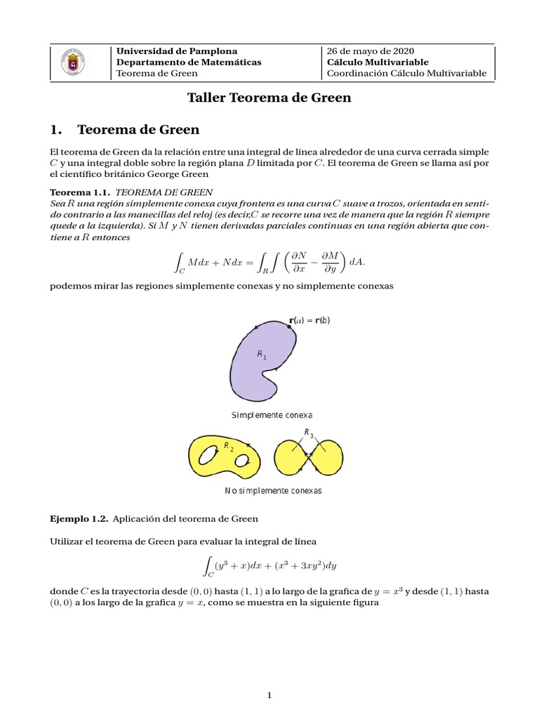 Aplicando el Teorema de Green a Ejemplos de Cálculo Multivariable | PDF ...