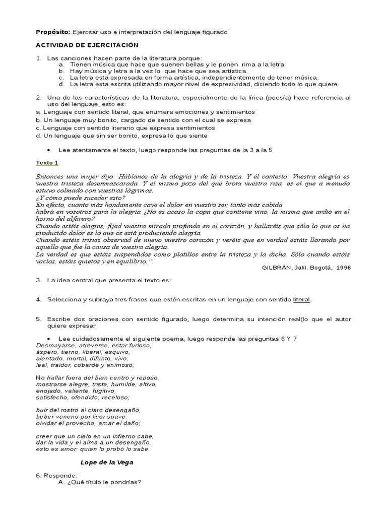 Taller Lenguaje Figurado | PDF | Poesía