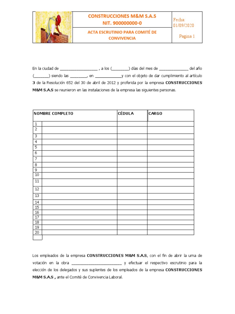 5.1 Acta ESCRUTINIO COCOLAB.. | PDF | Procedimiento parlamentario | Votación