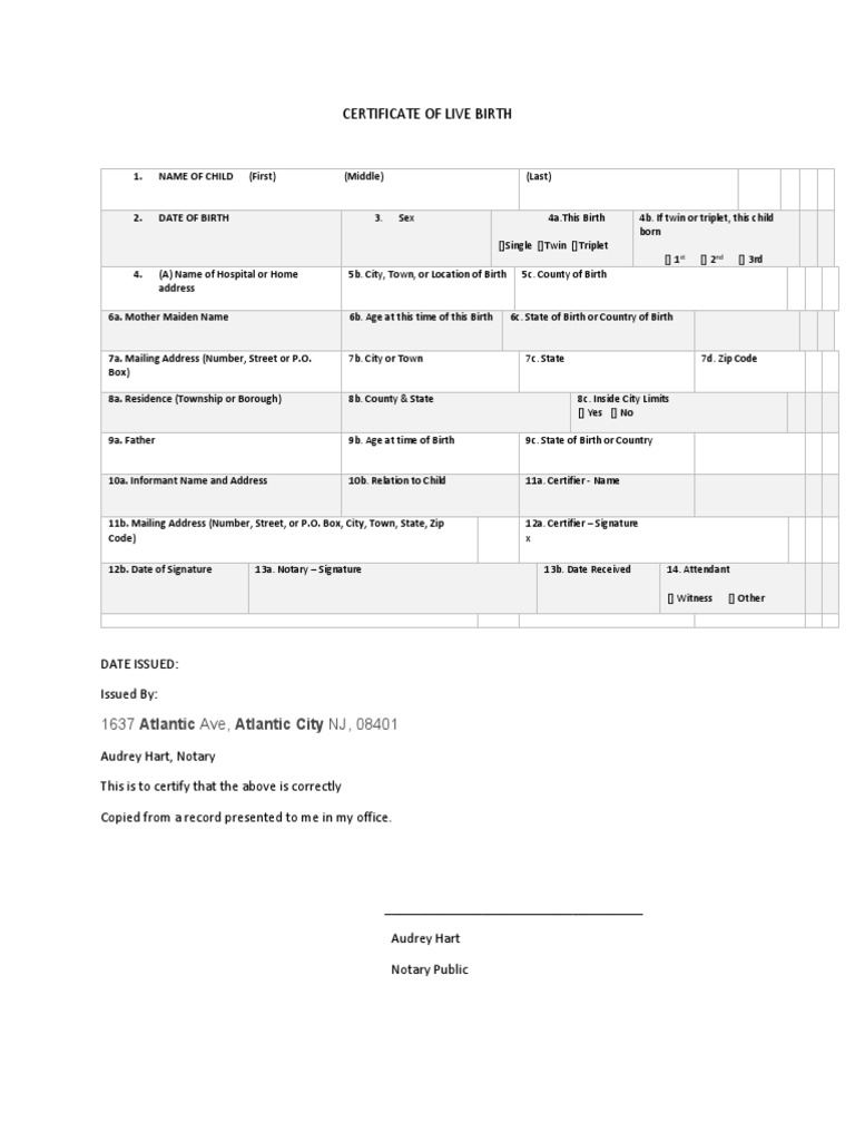 Certificate of Live Birth Temp | PDF | Civil Law (Common Law) | Address ...