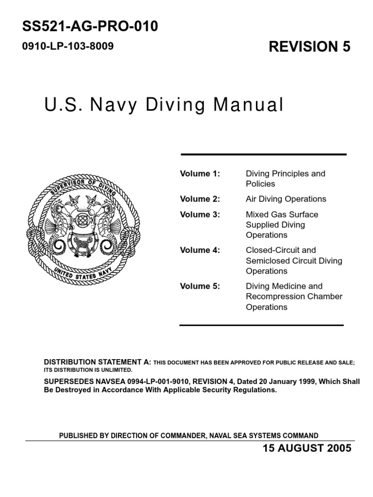 US Navy Dive Manual Rev 5 | PDF | Scuba Diving | Underwater Diving