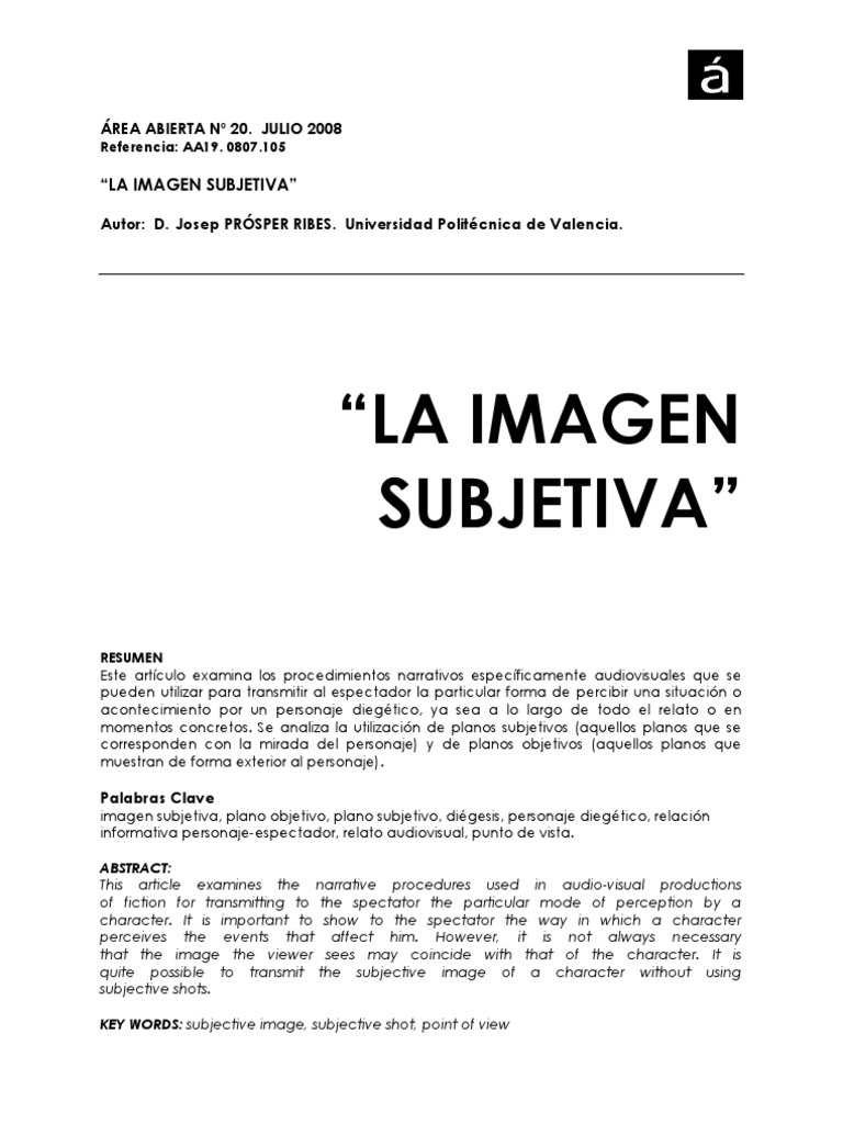La Imagen Subjetiva | PDF | Subjetividad | Imagen
