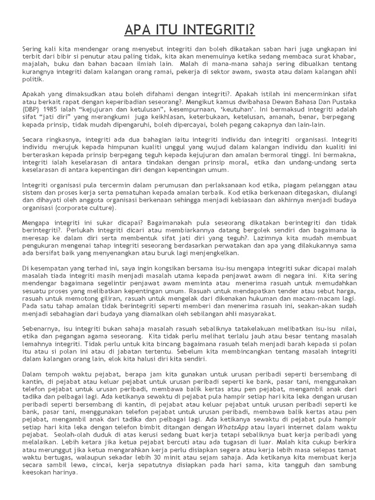 Nota Integriti | PDF