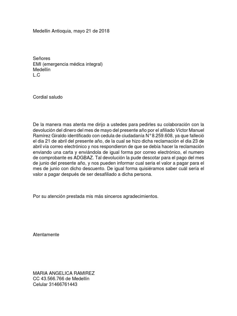 Carta de Retiro Emi | PDF