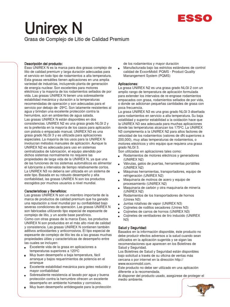 Grasa Esso Unirex N 2-3 | PDF | Lubricante | Materiales