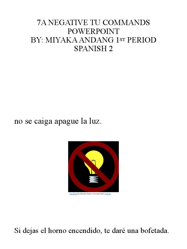 Spanish 2: Negative Commands Guide | PDF | Cooking, Food & Wine