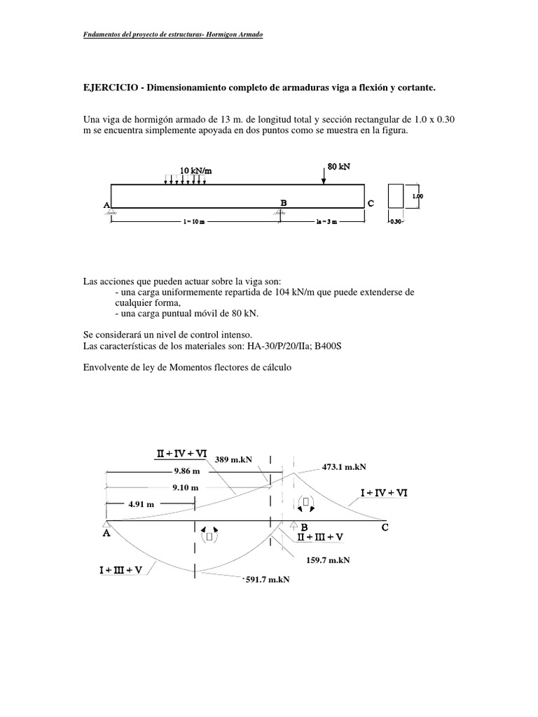 Ejercicio Dimensionamiento Viga A Flexión y A Cortante | PDF | Concreto reforzado | Albañilería