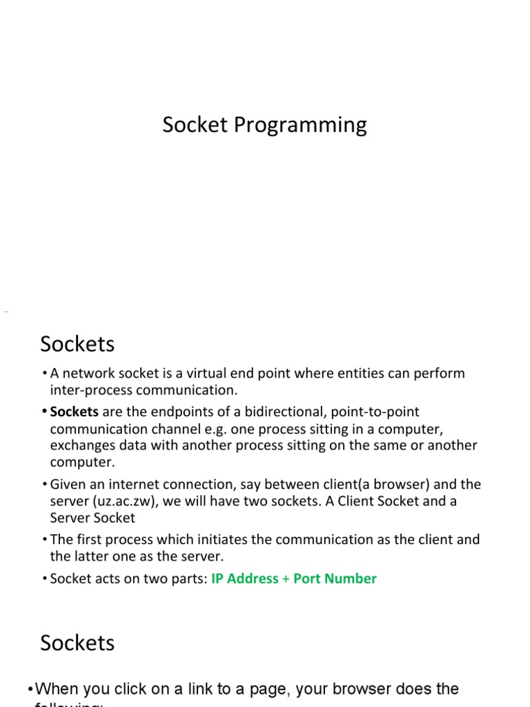 Socket Programming Pdf Port Computer Networking Network Socket 