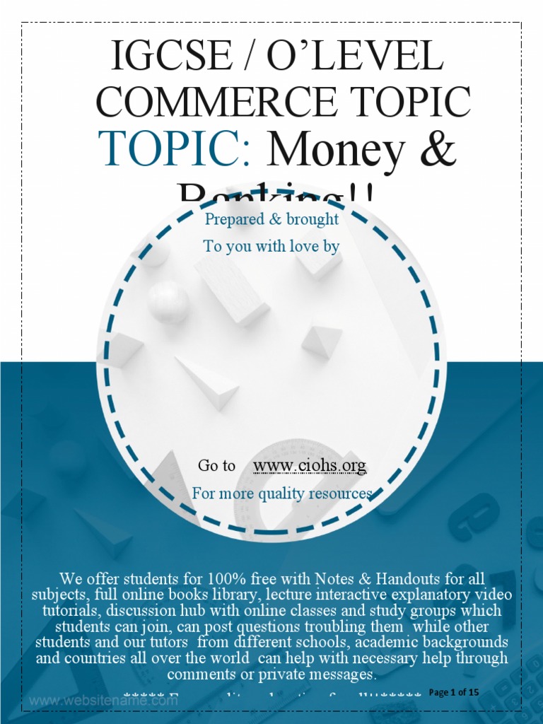 Topic:: Igcse / O'Level Commerce Topic | PDF | Balance Of Payments ...