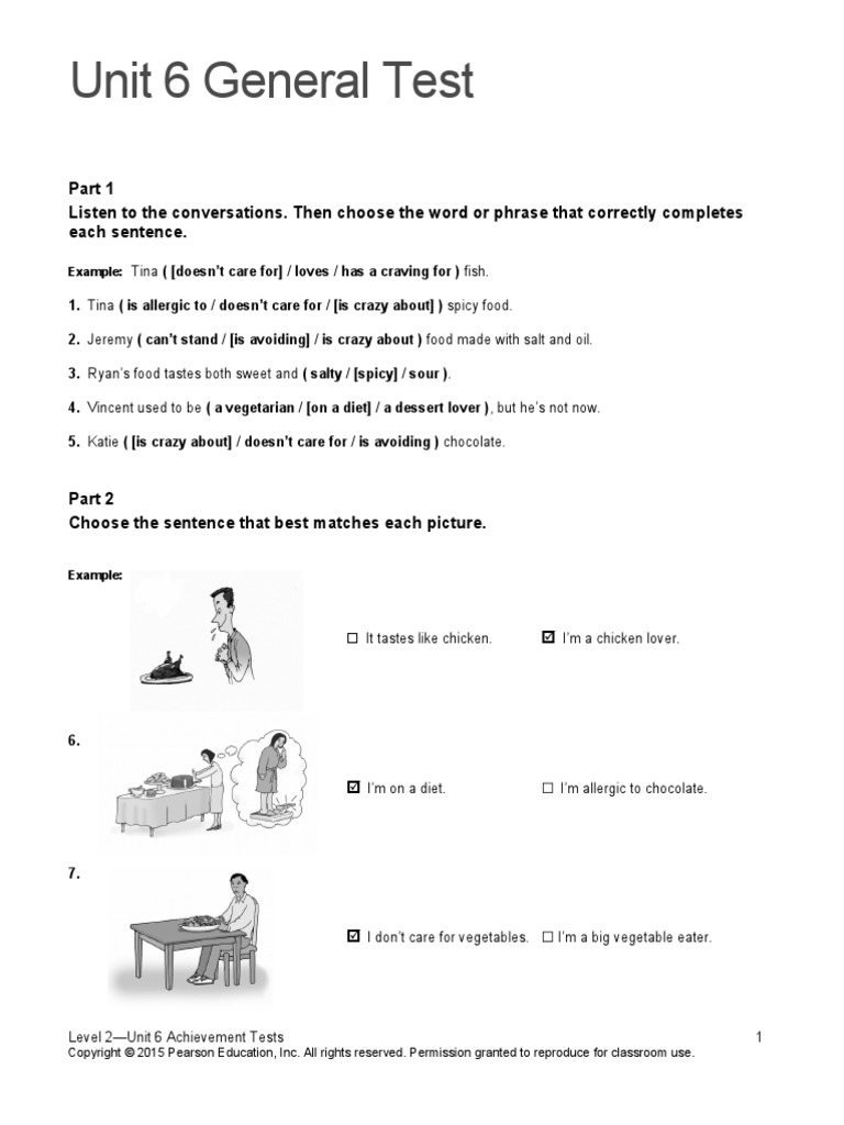 Unit 6 General Test: Listen To The Conversations. Then Choose The Word ...