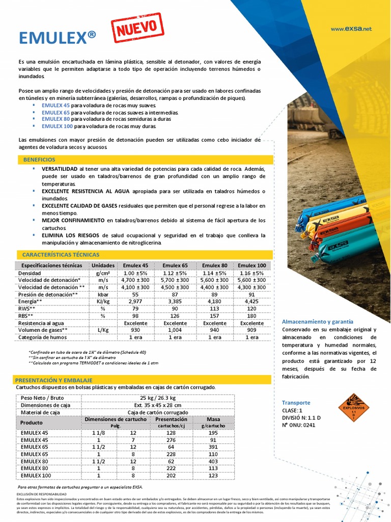 2018 08 Ficha Tecnica EMULSION EMULEX FINAL | PDF | Materiales | Química