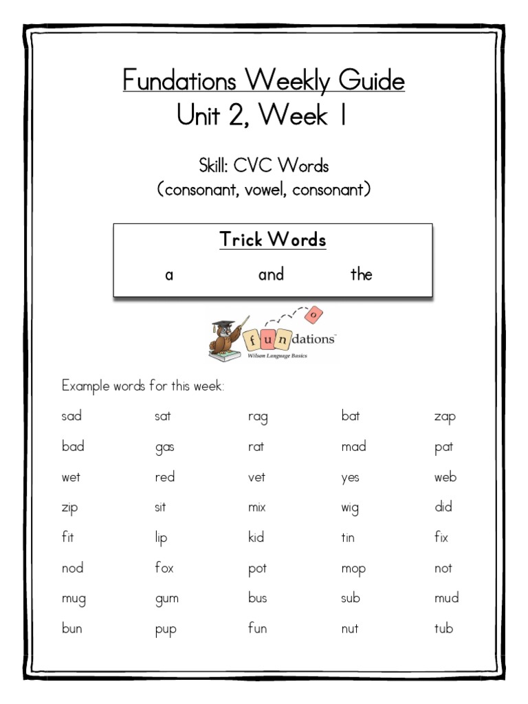 Fundations Level 1 Weekly Guide | PDF | Consonant | Syllable