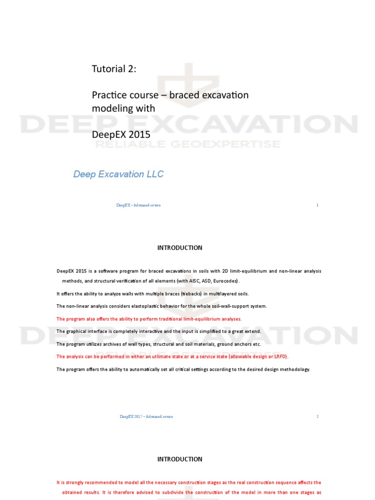 Modeling in DeepXcav - Training - 2 - PracticeCourse | PDF | Friction | Soil