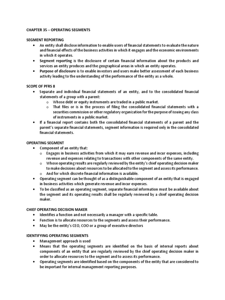 Chapter 35 - Operating Segments Segment Reporting | PDF | Financial Statement | Corporations