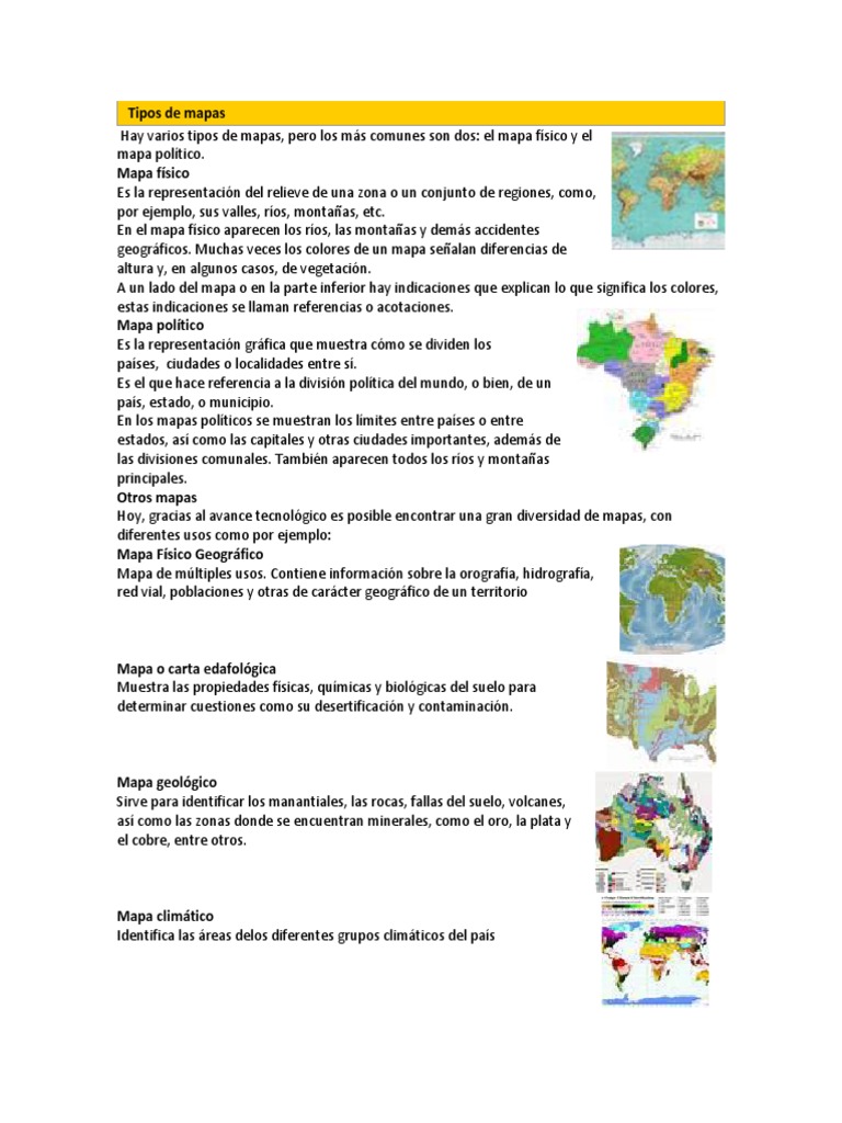 Tipos de Mapas: Físicos y Políticos | PDF | Mapa | Montañas