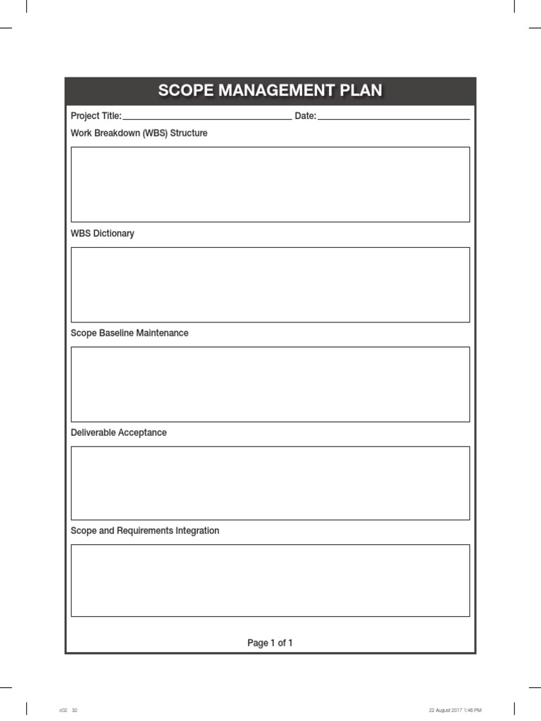 Form 2.3 - Scope Management Plan | PDF