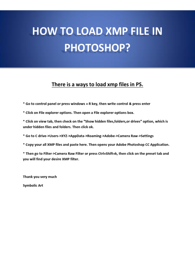 How To Load XMP File in Camera RAW Filter | PDF