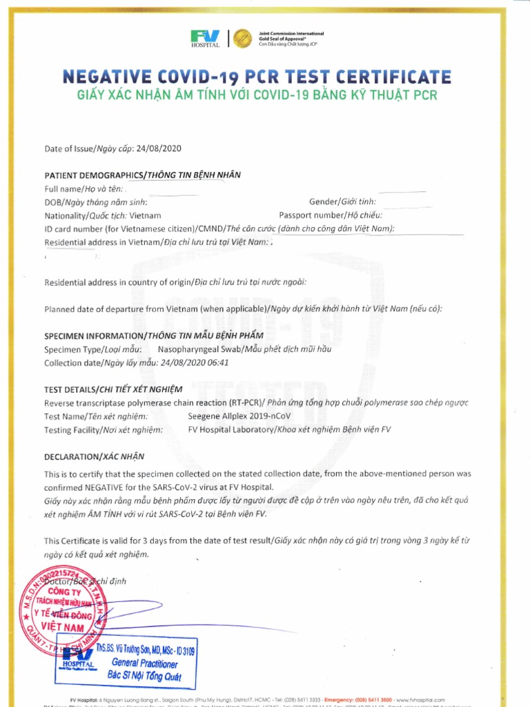Certificate COVID-19 Test - 2508 PDF | PDF