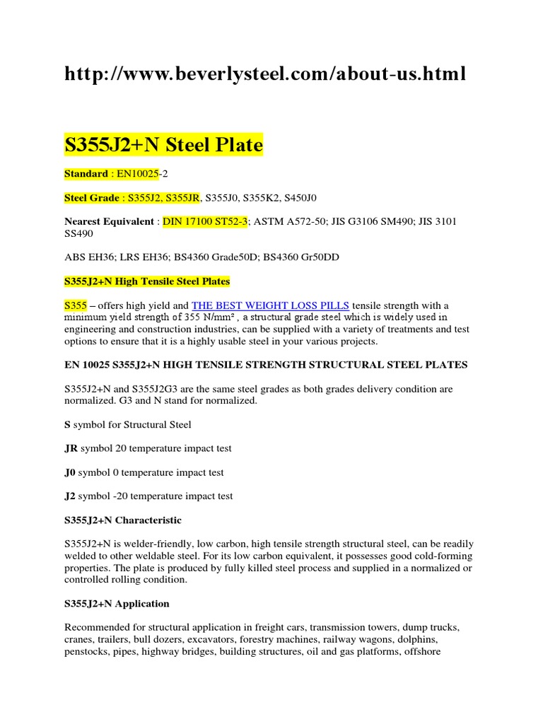 S355J2+N Steel Plate | PDF