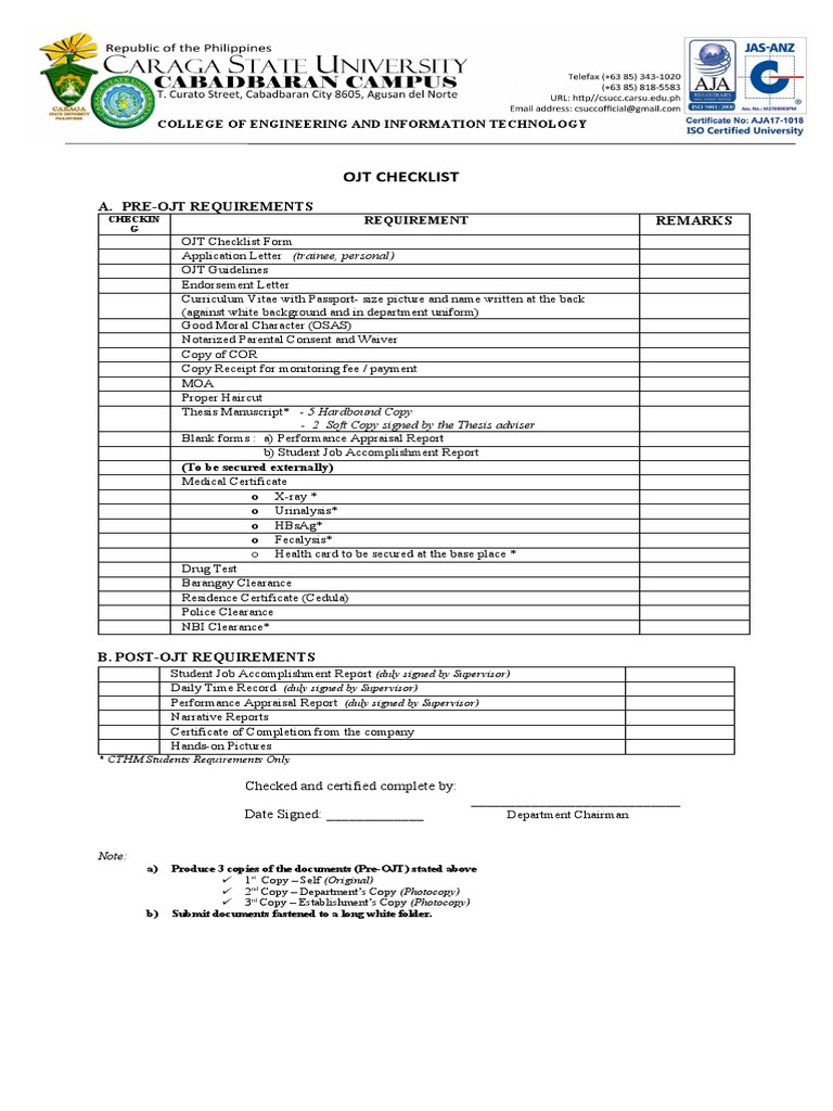 Ojt Checklist | PDF | Business