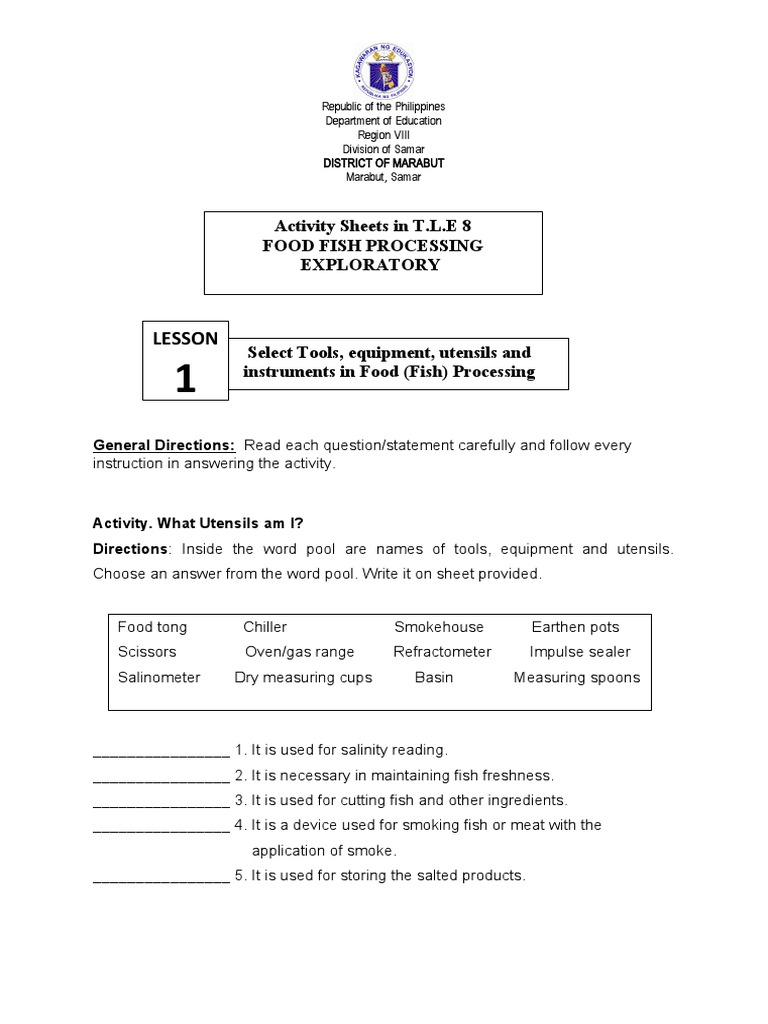 Las Food Fish Processing in 8 | PDF | Calibration | Tools
