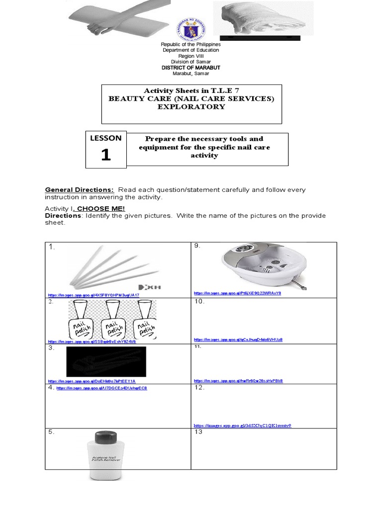 Nail Care Activity Worksheets | PDF | Nail (Anatomy) | Rubric (Academic)