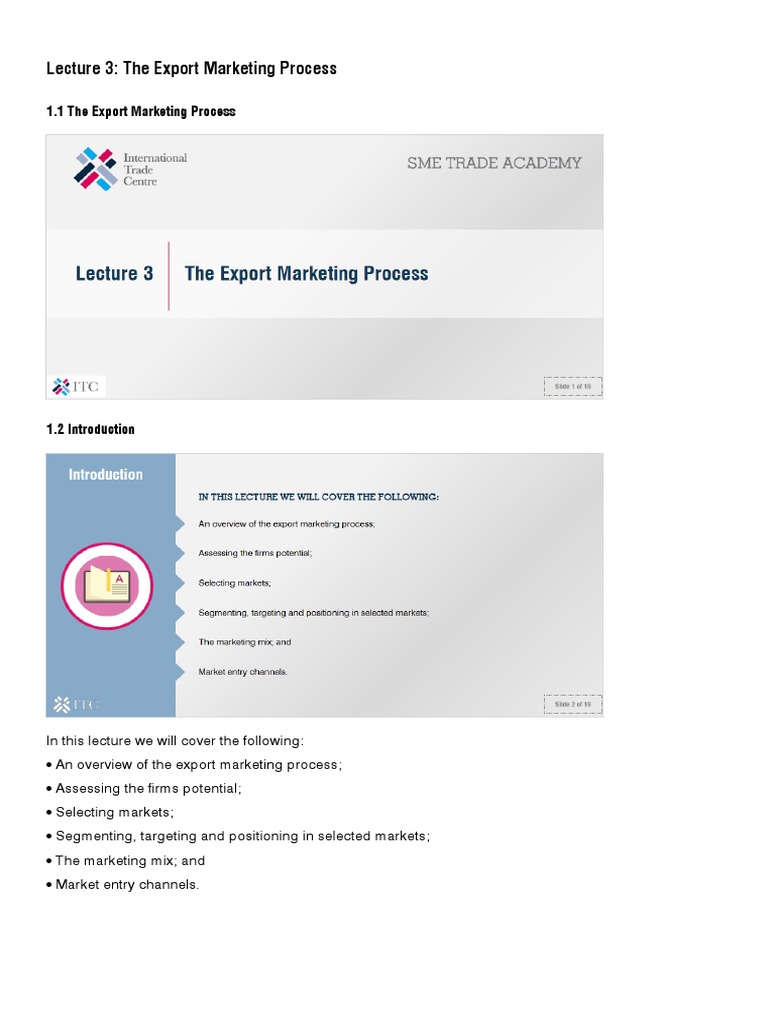 Export Marketing Process Overview | PDF | Marketing Strategy | Market ...