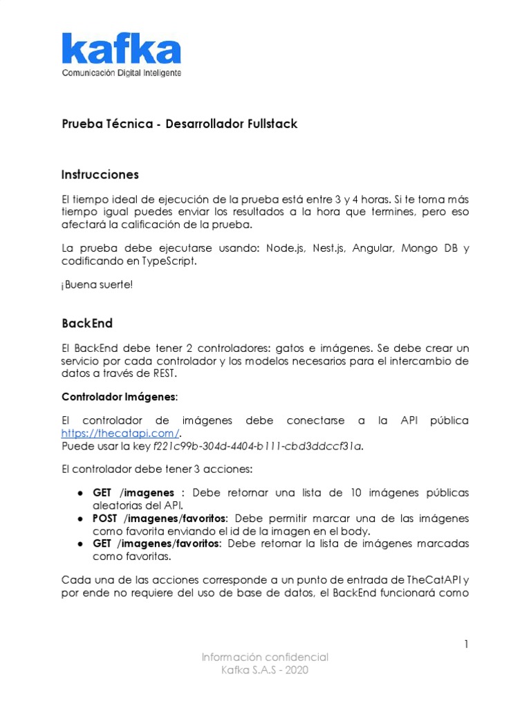 Prueba Técnica - Desarrollador Fullstack PDF | PDF | Software | Tecnologías de la información