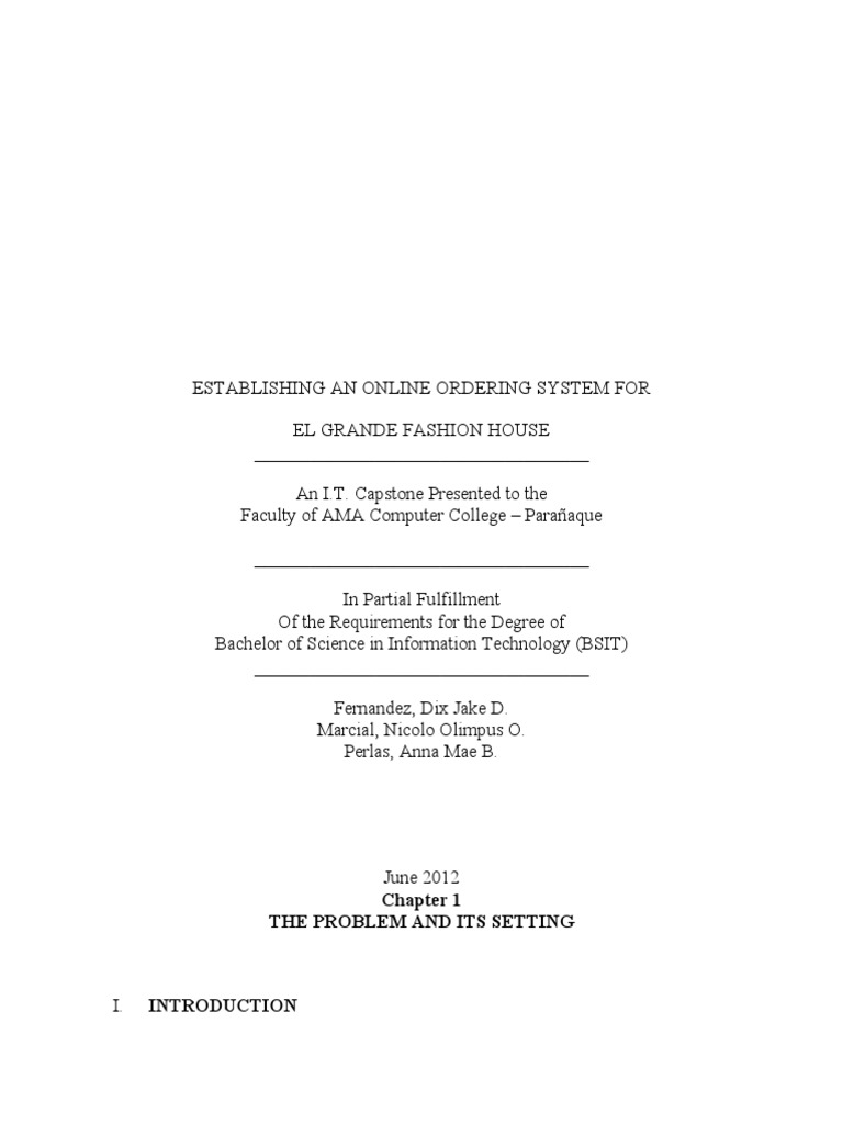 Establishing An Online Ordering System For | PDF | E Commerce | Marketing