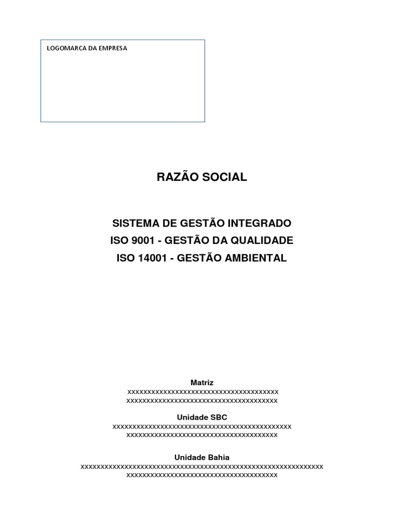 Manual Do SGI - Modelo | PDF | Logística | Planejamento de recursos ...