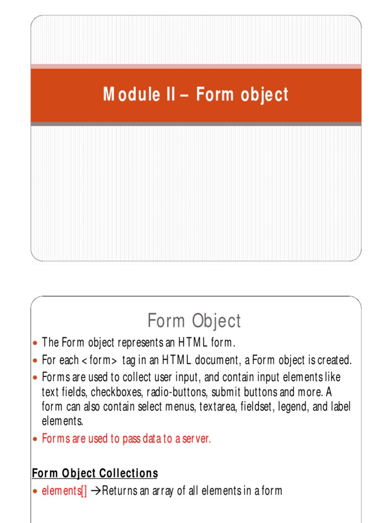 Module II - Form Object | PDF | Button (Computing) | Human–Computer Interaction