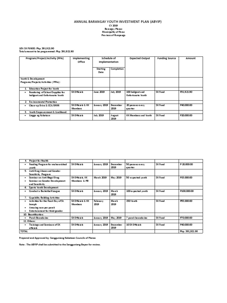 Investing in Youth Development: The Annual Barangay Youth Investment ...