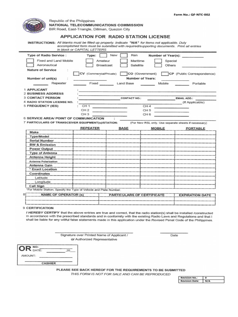 Form No.: QF-NTC-002: Revision No.: 0 Revision Date: N/A | PDF