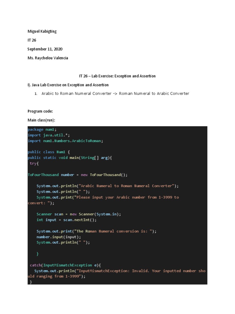 Oop Lab Activity Exception And Assertion Kabigting Pdf String Computer Science