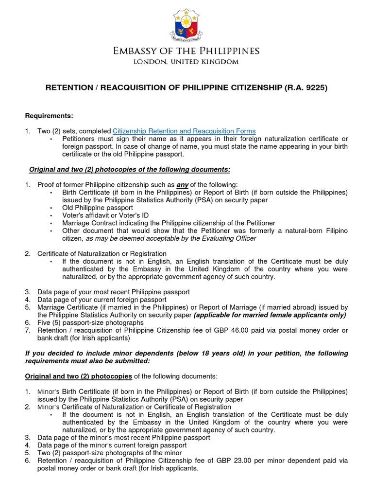 Reacquisition of Philippine Citizenship Guide | PDF | Birth Certificate ...
