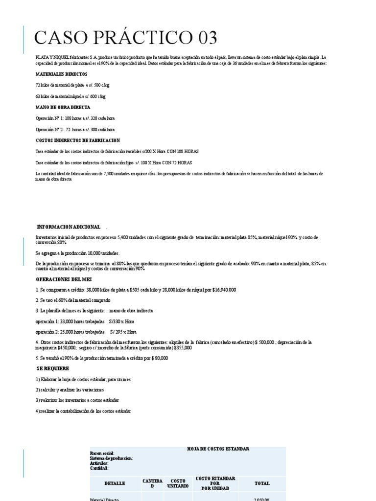 Caso Práctico 03 | PDF | Presupuesto | Economias