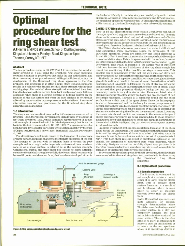 Optimal Procedure For The Ring Shear Test | PDF | Classical Mechanics ...