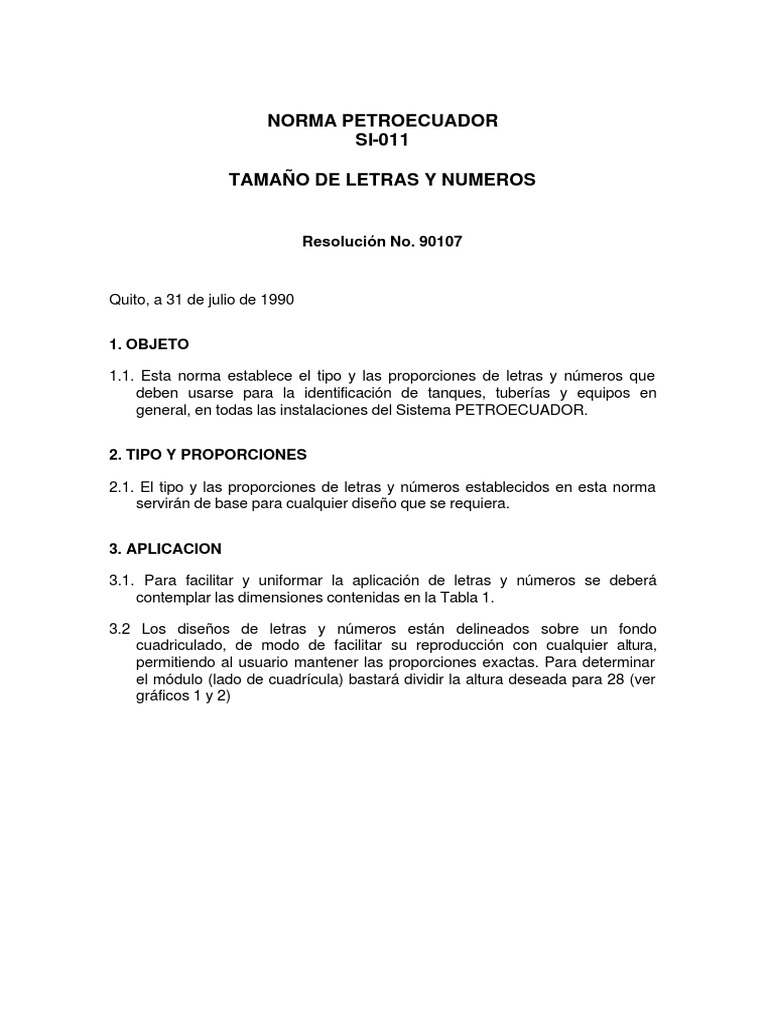 Norma 11 Tamaños de Letras y Números | PDF