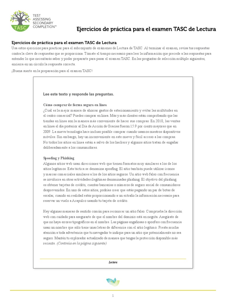 Spanish Reading Practice Test | PDF | Suplantación de identidad | Las ...